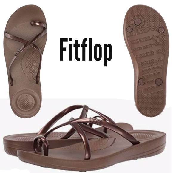 Fitflop | Shoes | Fitflop Wms Iqushion Wave Metallic Bronze Cross Toe ...